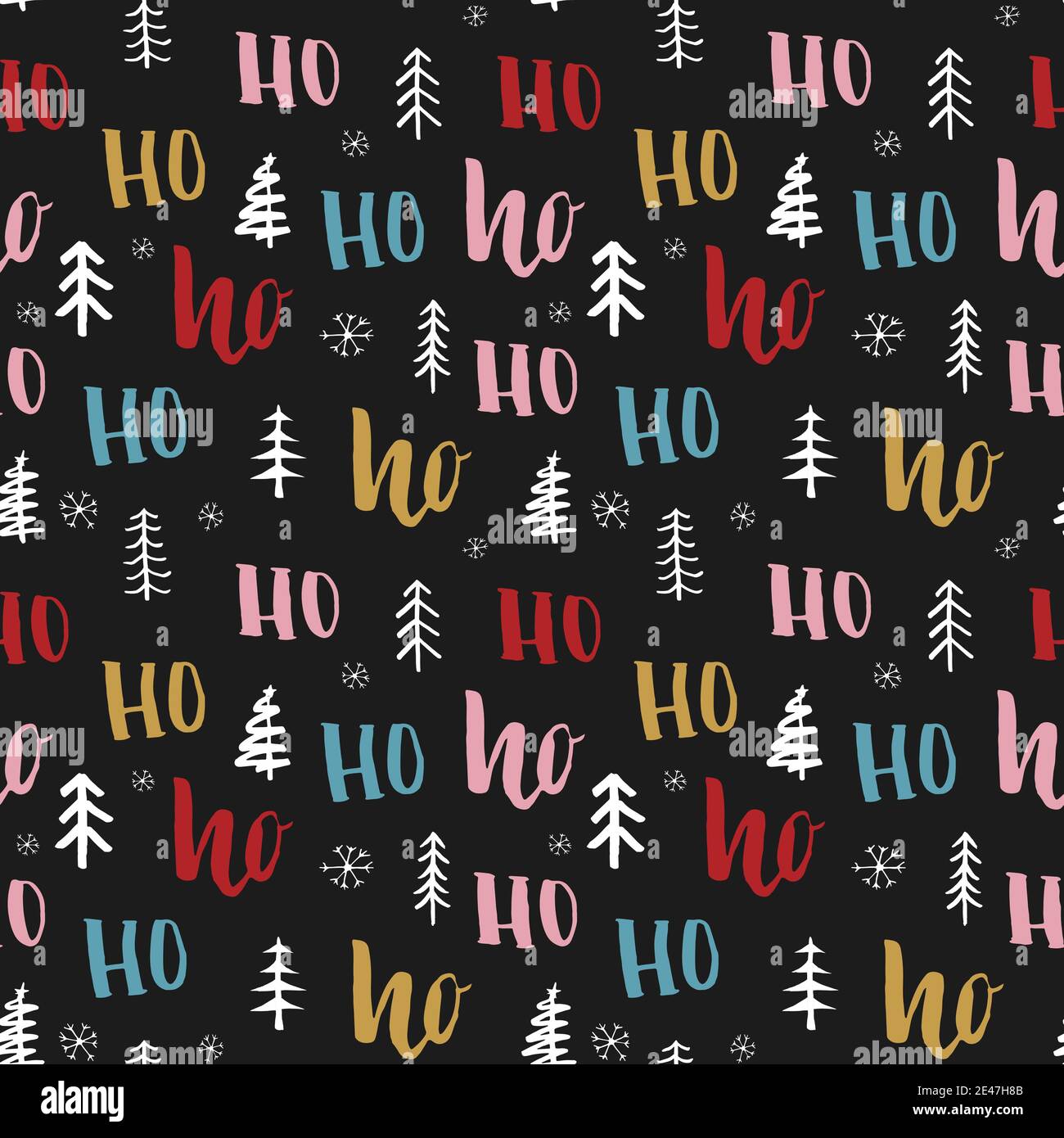 New Year and Christmas seamless pattern, with Ho Ho Ho hand drawn ...