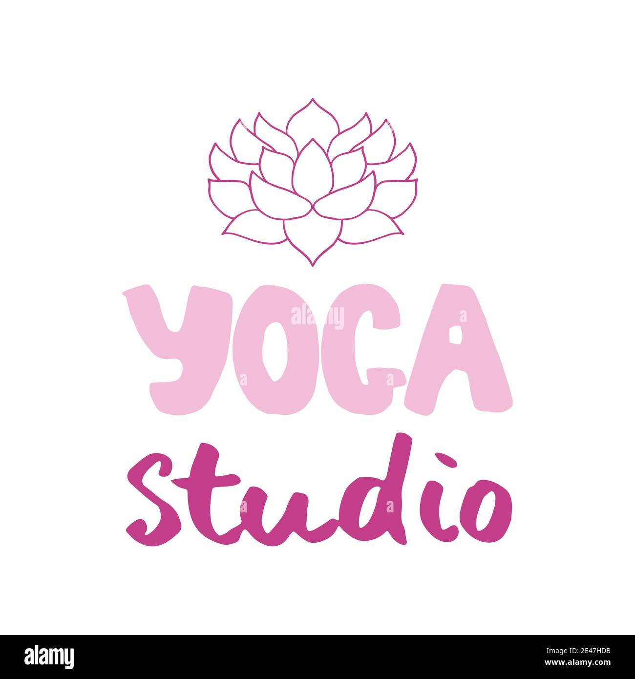 Yoga studio Lettering label. Calligraphic Hand Drawn yoga sketch doodle ...
