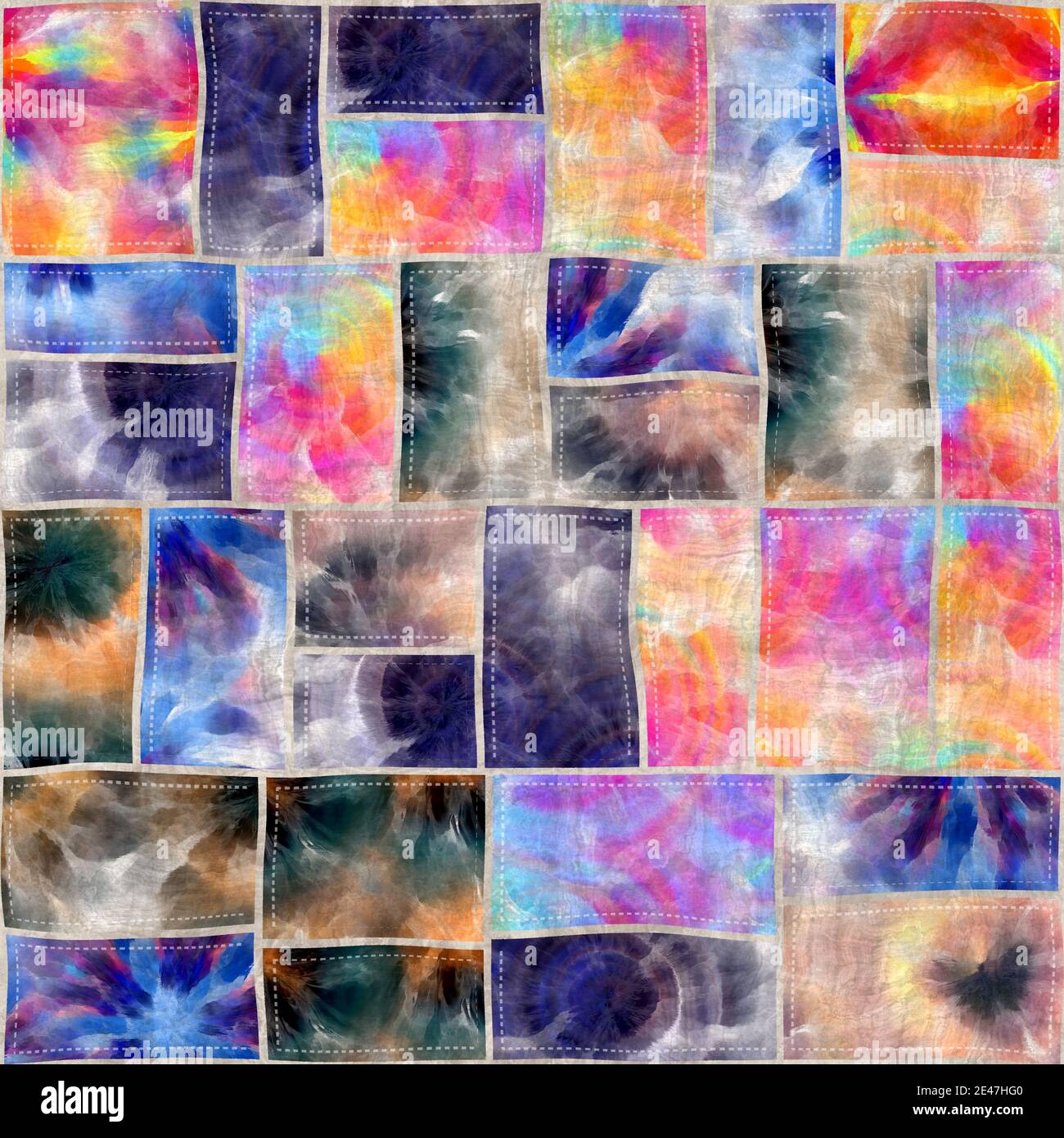 Seamless patchwork collage mix quilt pattern print Stock Photo - Alamy