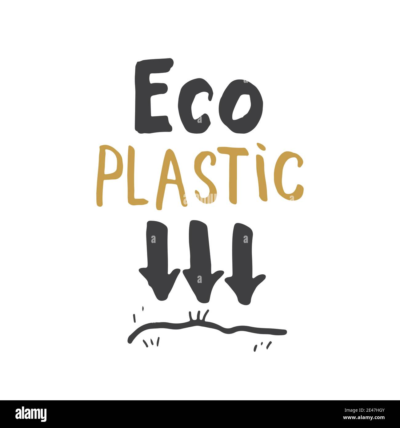 Eco Plastic Lettering label. Calligraphic Hand Drawn eco friendly ...
