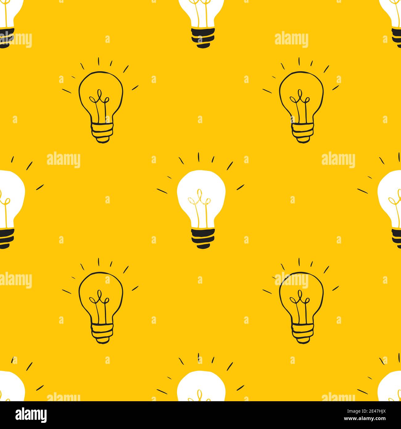 Light bulb Seamless Pattern hand drawn. Vector Illustration Stock ...