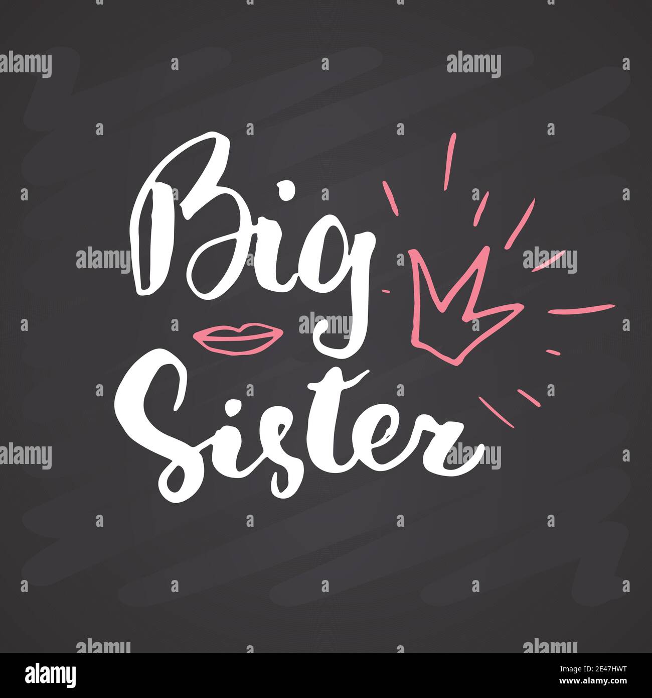 Big Sister calligraphic Lettering sign, child nursery printable phrase ...