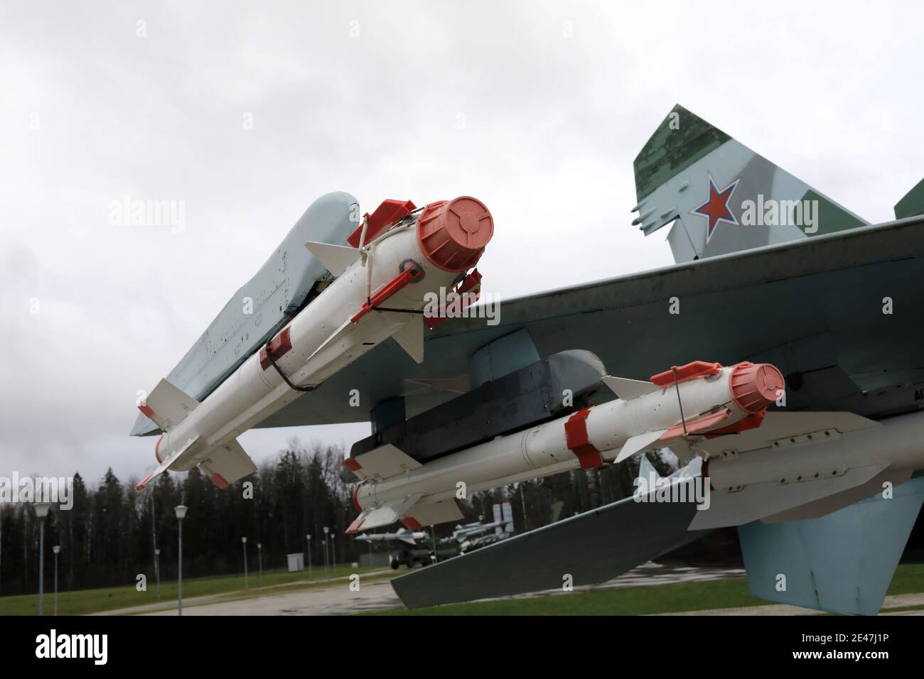View of Russian fourth-generation supersonic fighter Flanker-B missiles ...