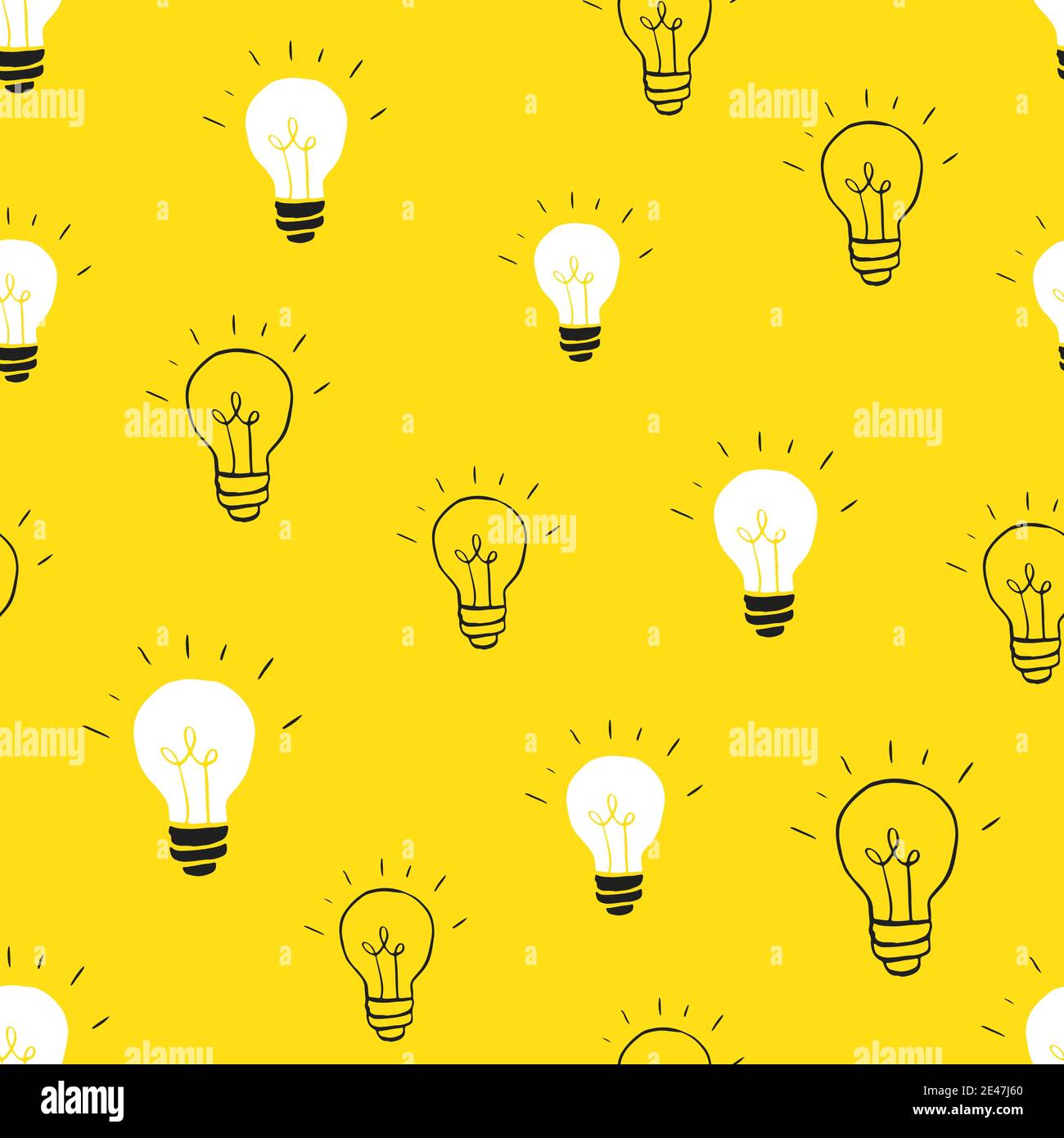 Light bulb Seamless Pattern hand drawn. Vector Illustration Stock ...