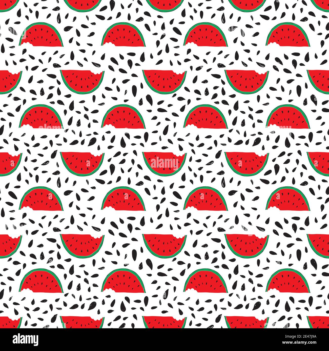 Watermelon Seamless Pattern hand drawn. Vector Illustration Stock ...