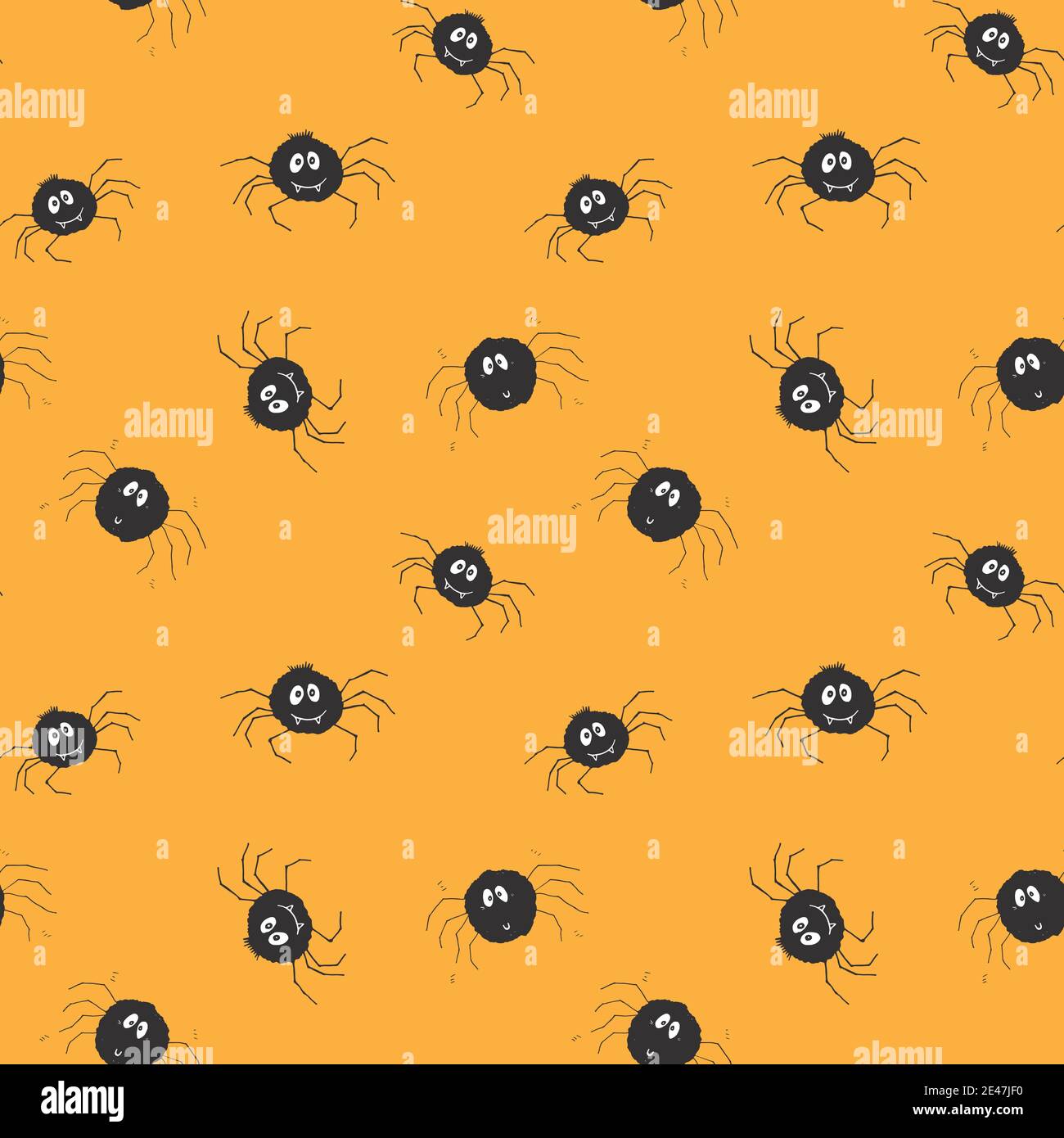 Cute Spider Seamless Pattern, Cartoon Hand Drawn Spider Doodles Vector ...