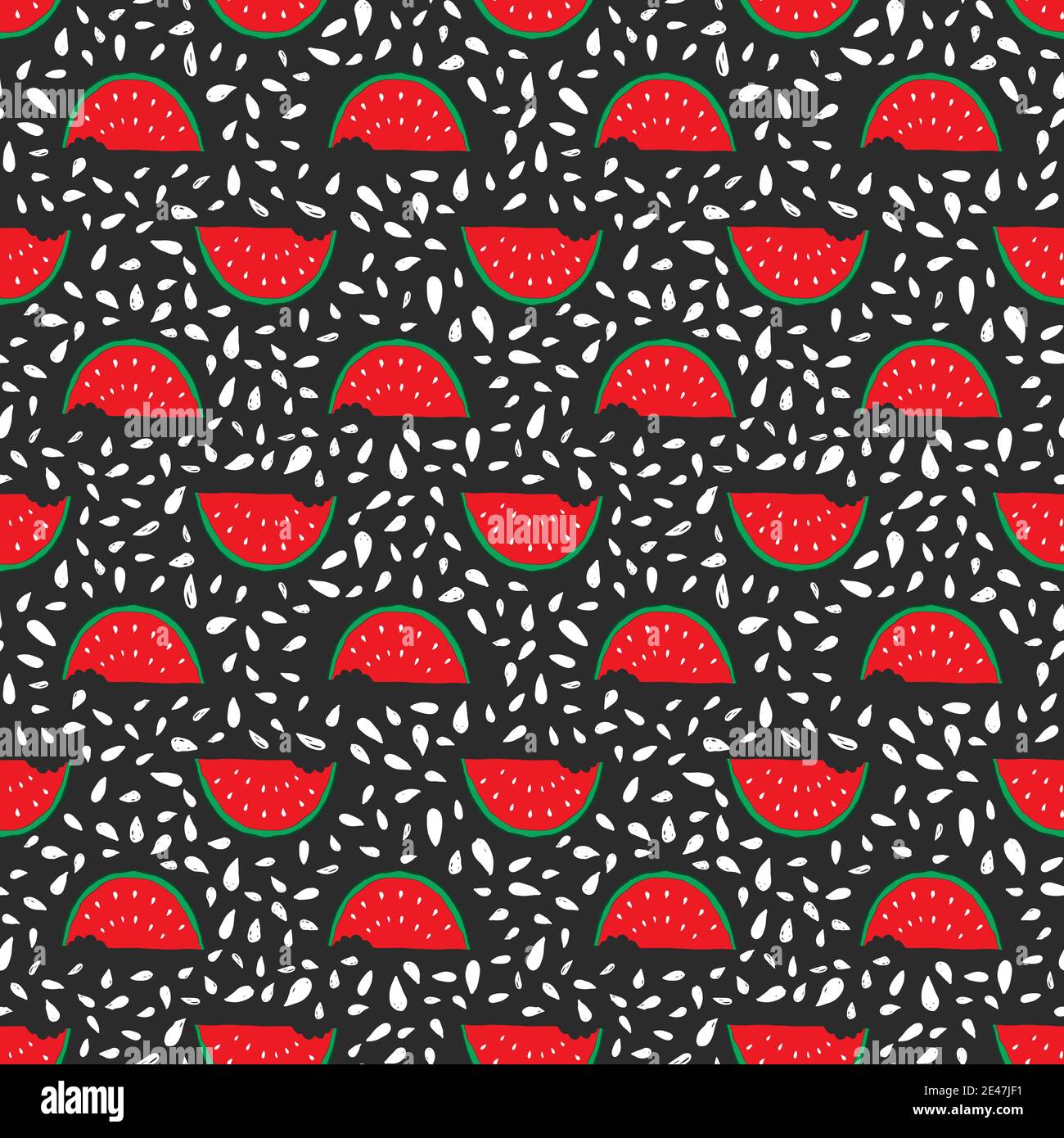 Watermelon Seamless Pattern hand drawn. Vector Illustration Stock ...