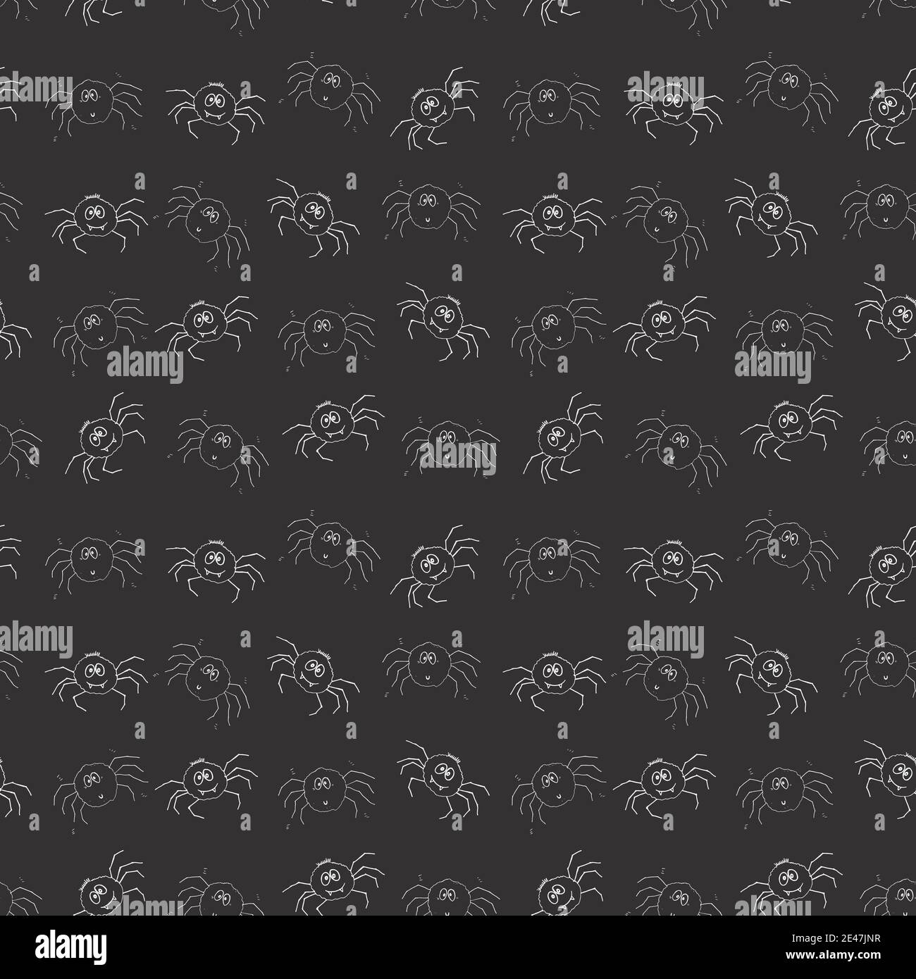 Cute Spider Seamless Pattern, Cartoon Hand Drawn Spider Doodles Vector ...