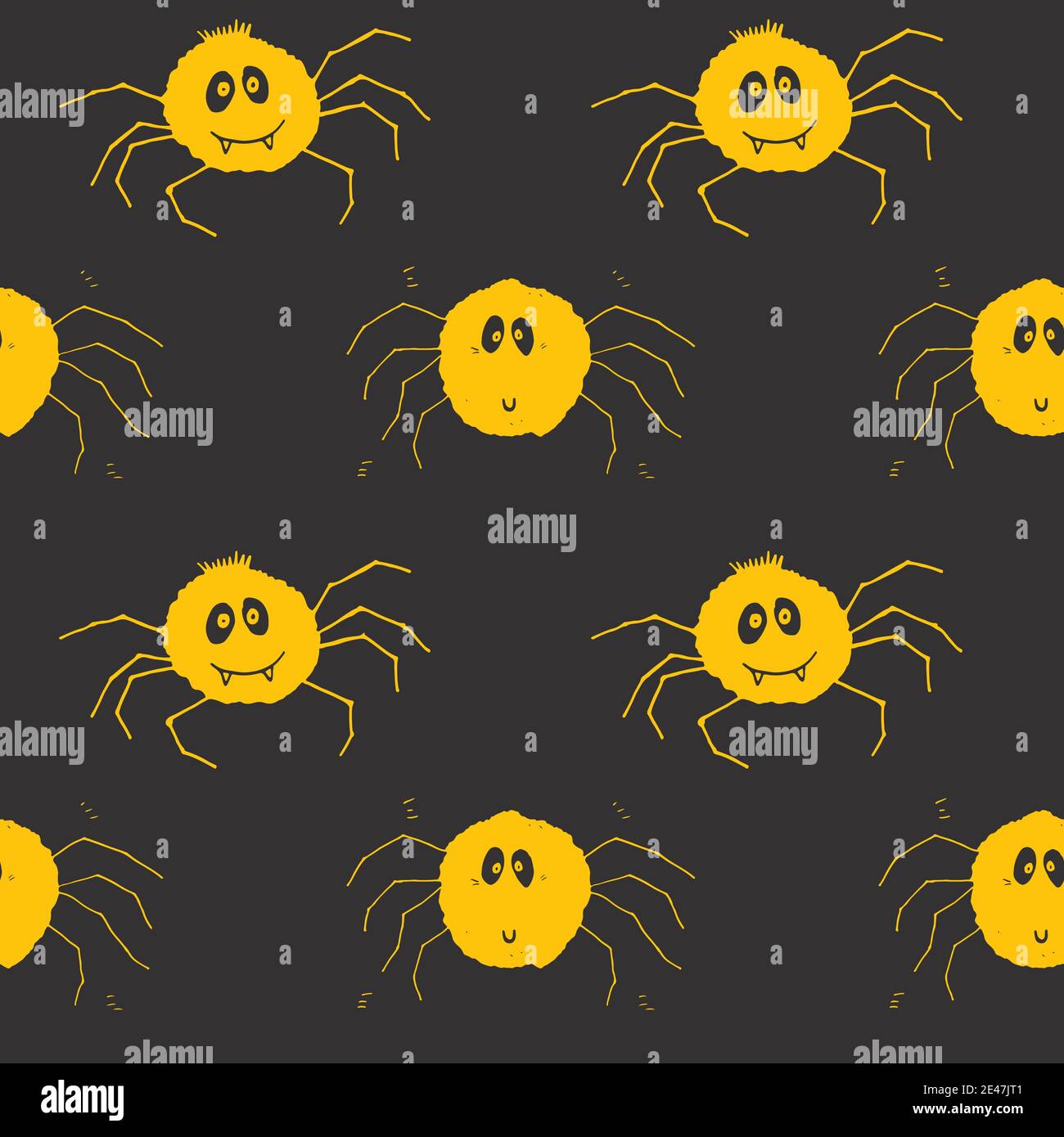 Cute Spider Seamless Pattern, Cartoon Hand Drawn Spider Doodles Vector ...