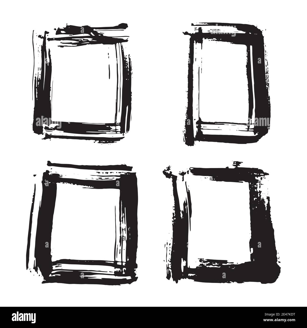 Frames and text boxes, grunge textured hand drawn elements set, vector ...