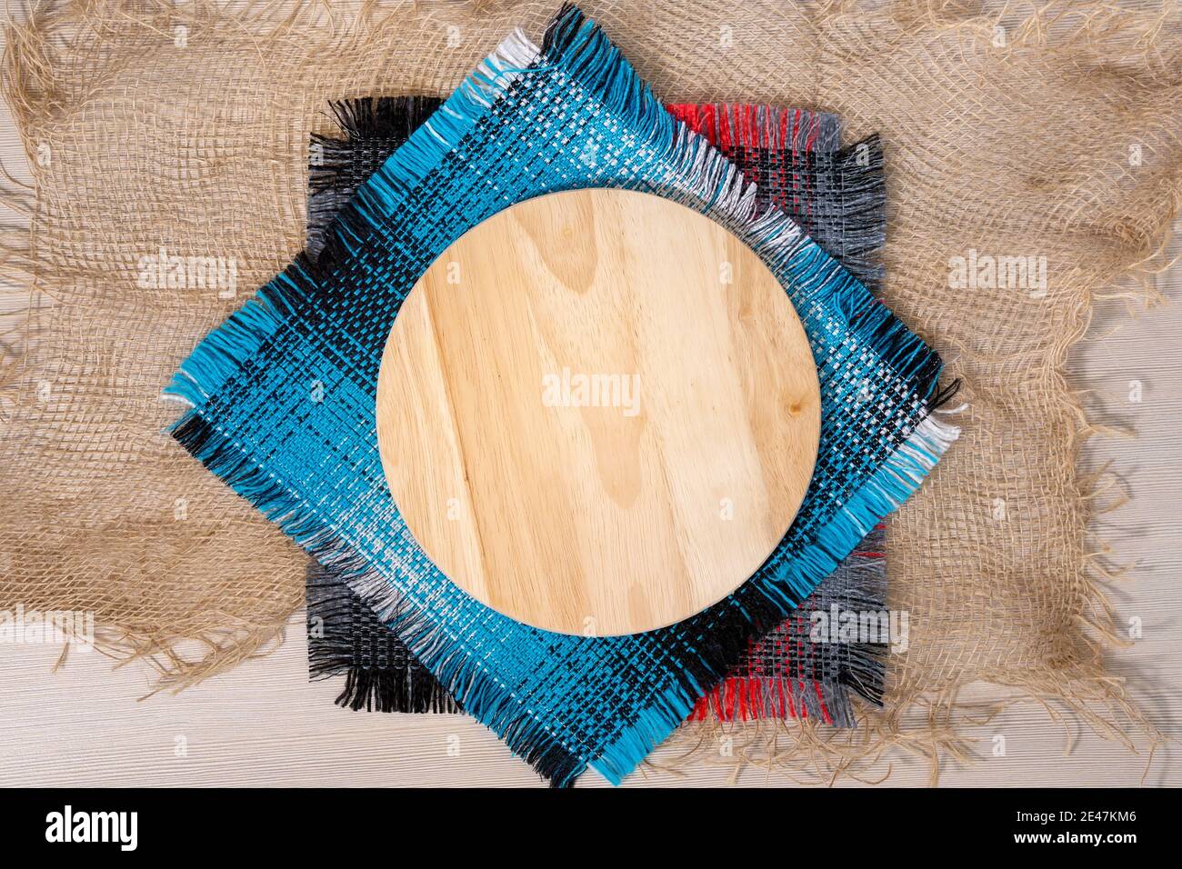 template wooden dish background on a light background. space for ...