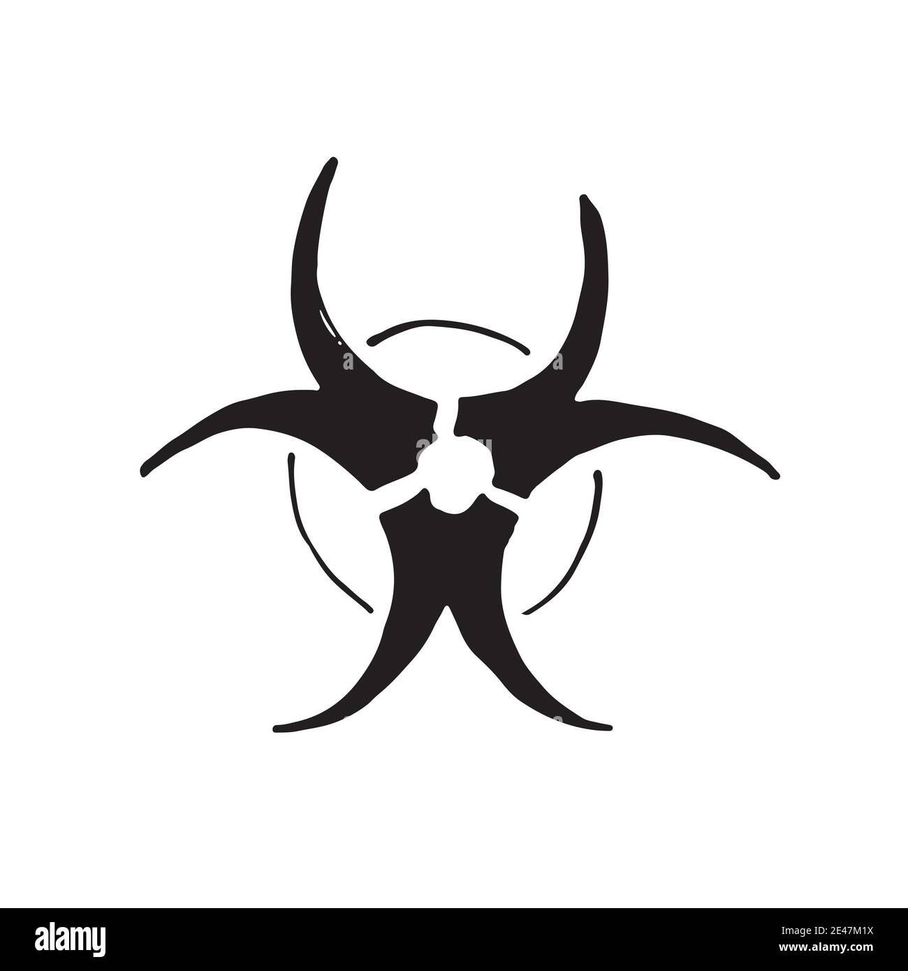 Biohazard symbol Hand Drawn icon. Vector illustration isolated on white ...
