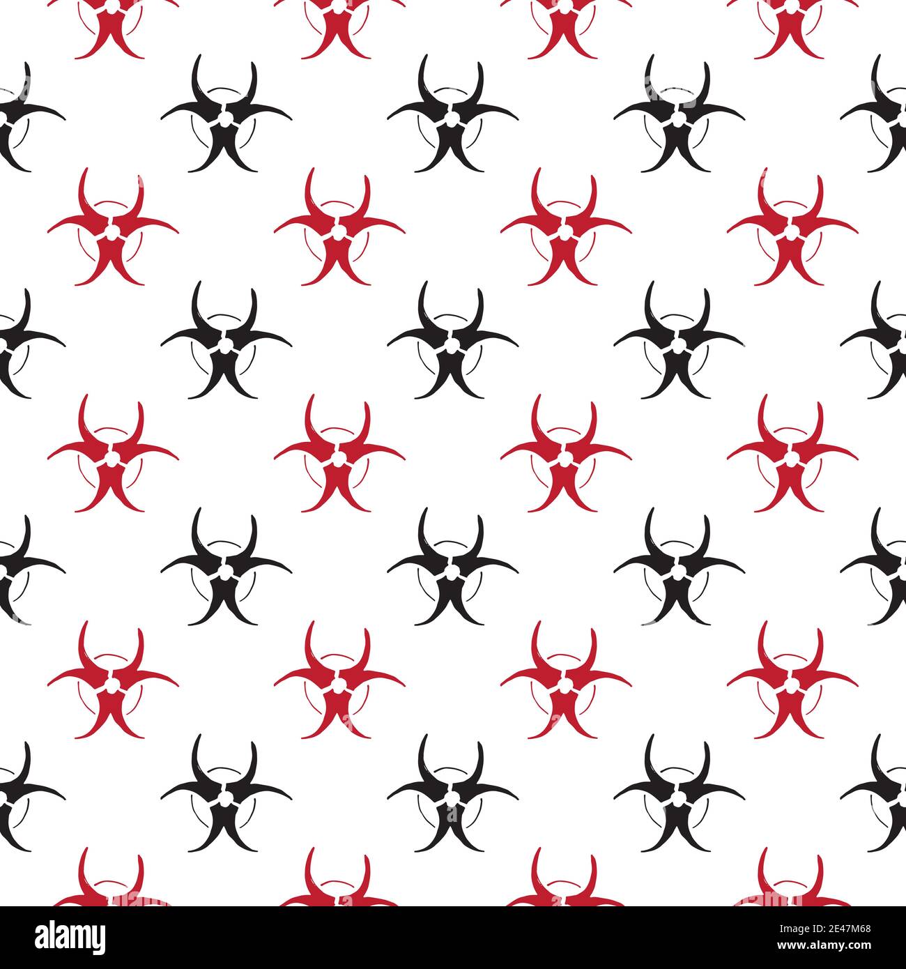 Biohazard symbol Seamless Pattern, Hand Drawn icon background. Vector ...