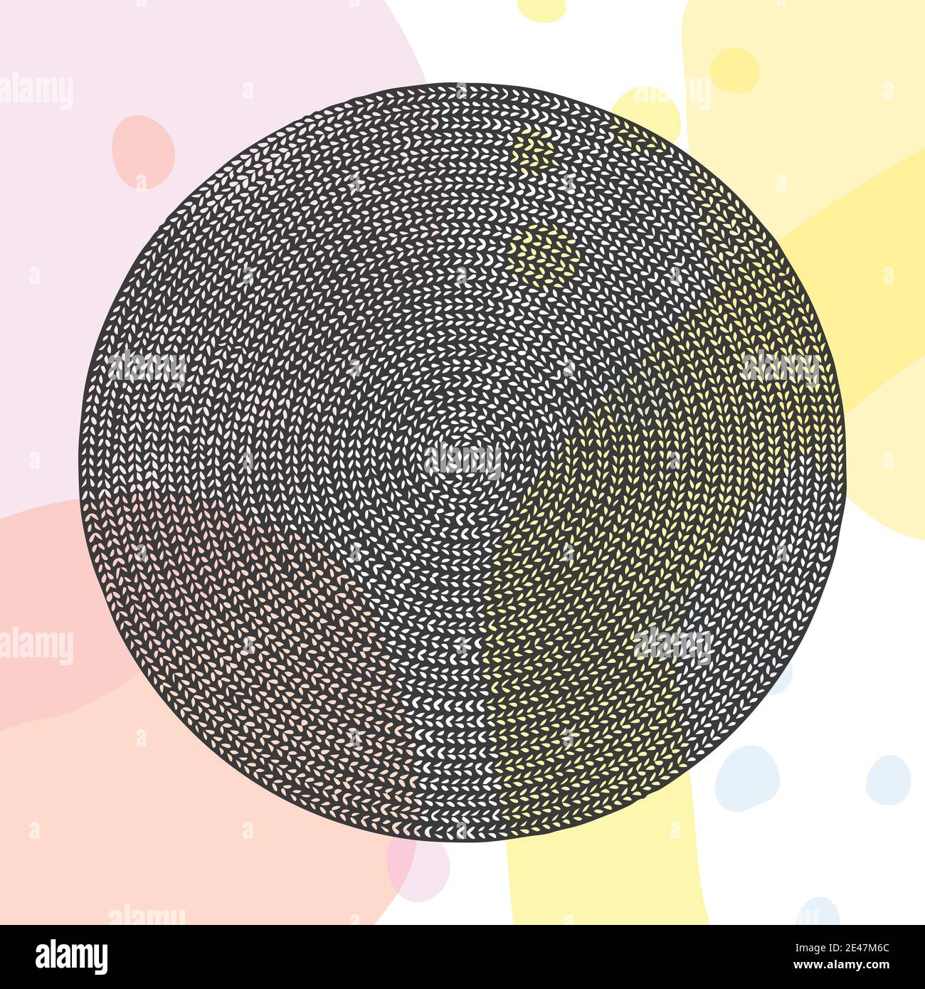 vector circle with braided texture in the form of a pigtail or spikelet ...