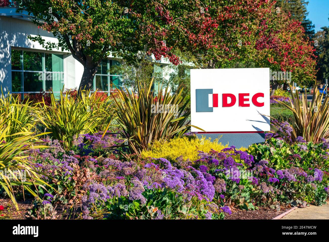 IDEC sign, logo at headquarters in Silicon Valley. IDEC Corporation is ...