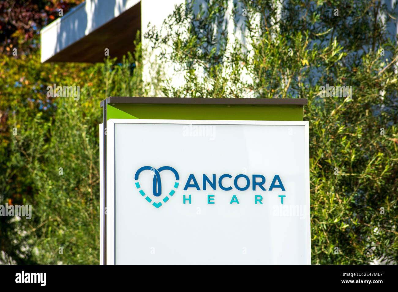 Ancora Heart sign at headquarters of a medical device company - Santa ...