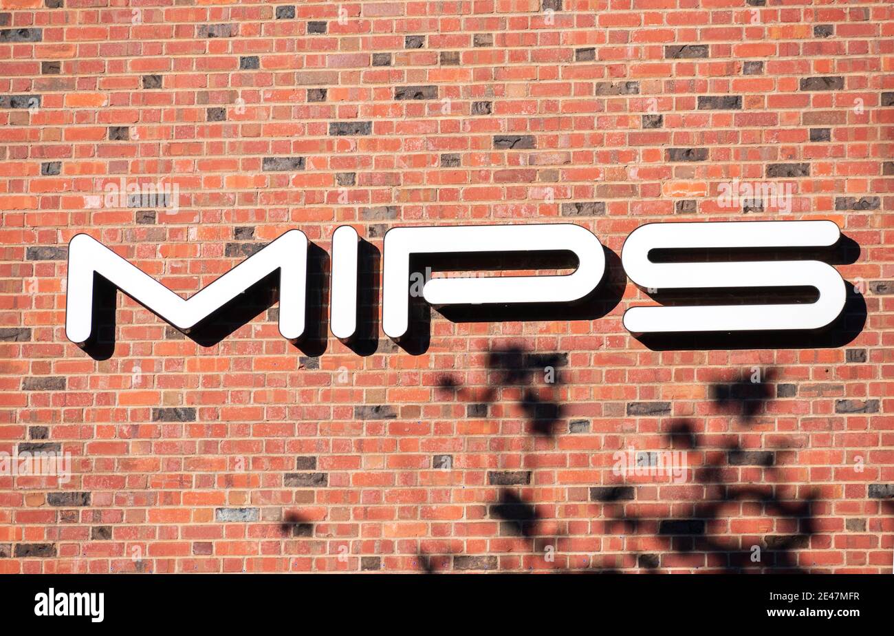 MIPS sign, logo at headquarters. MIPS Technologies, Inc provides ...
