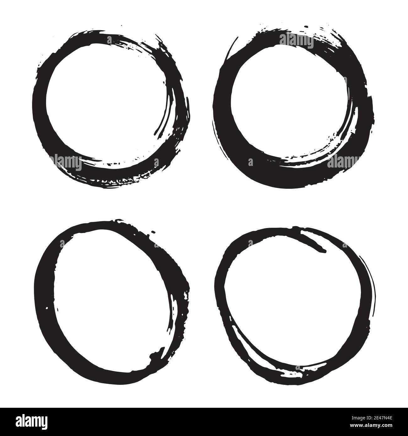 Round Frames, grunge textured hand drawn elements set, vector ...