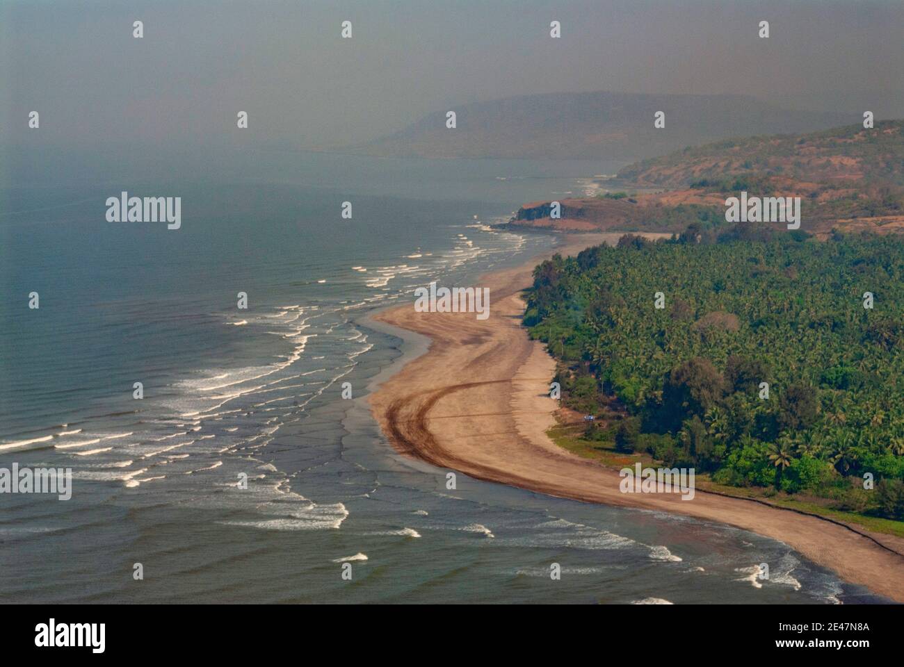 Aerial view of Anjarle beach, one of the cleanest beaches in the ...