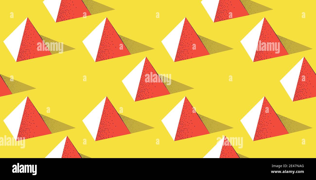 Seamless pattern with pyramid shape on yellow background in modern ...