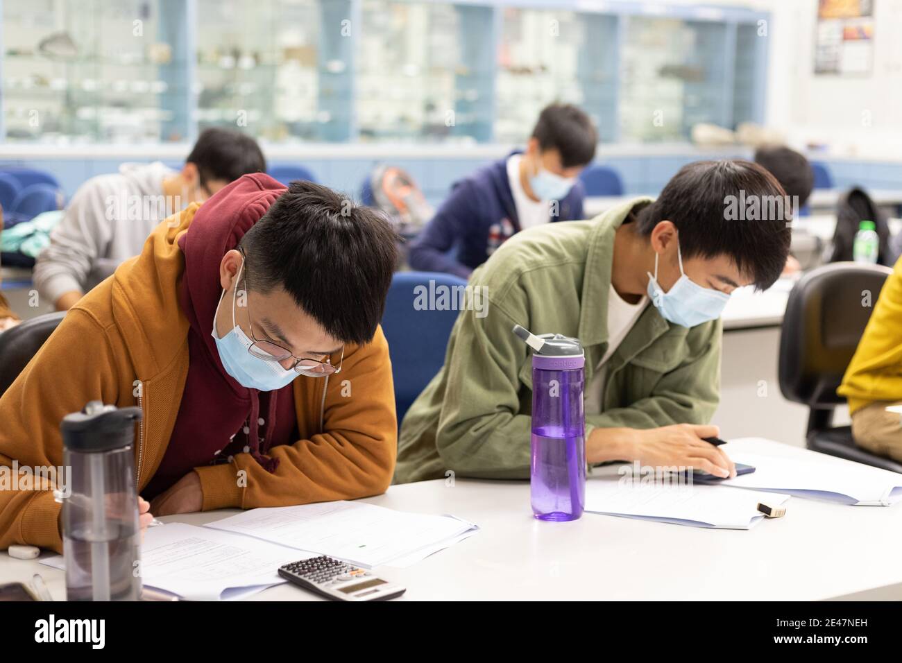 22 01 2021 male and female students doing course or paper work in ...