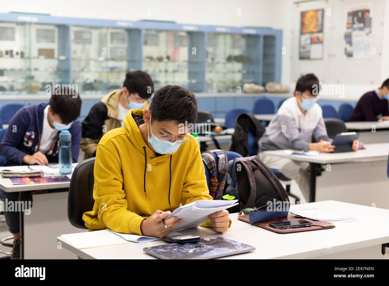 22 01 2021 male and female students doing course or paper work in ...