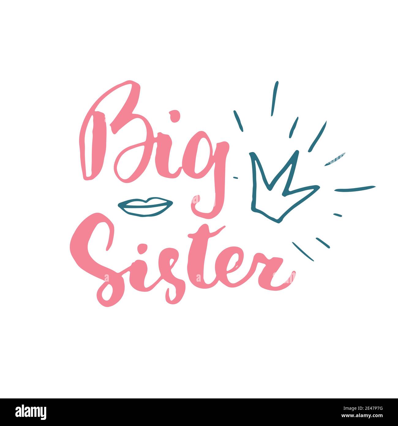 Big Sister calligraphic Lettering sign, child nursery printable phrase ...