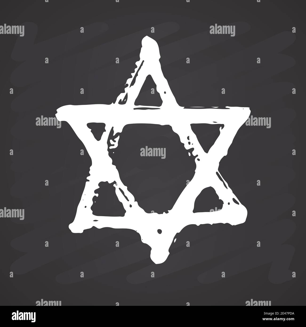 David Star hand drawn grunge texture vector illustration on chalkboard ...