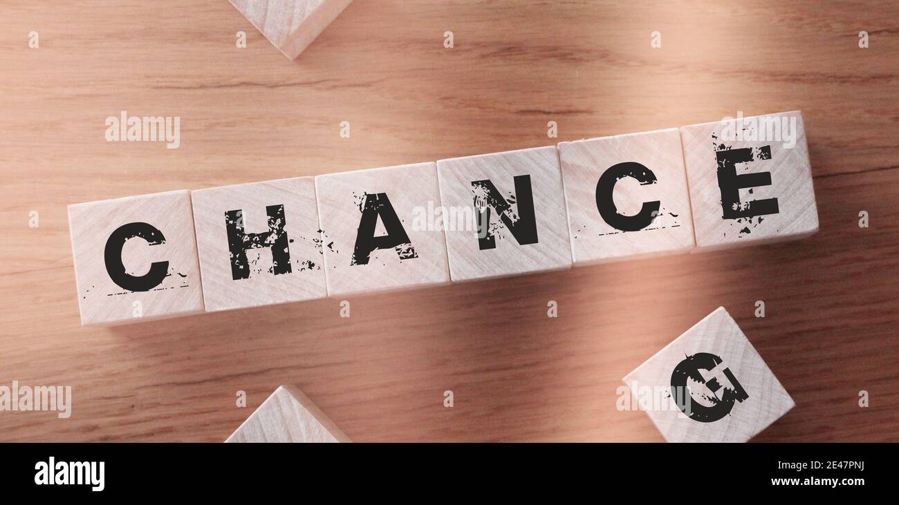 Chance word made from change on wooden cubes. Personal development ...