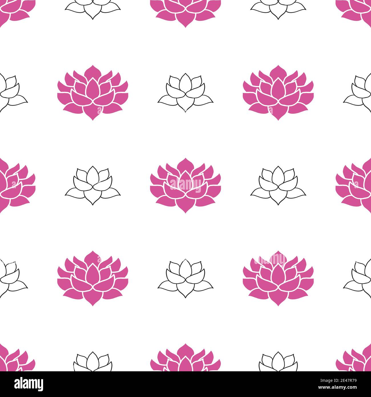 Lotus flower Seamless Pattern, Hand Drawn doodle background. Vector ...