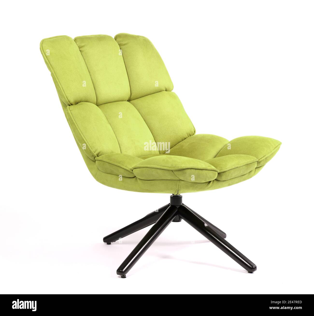 Modern green suede lounge chair isolated on white background Stock ...