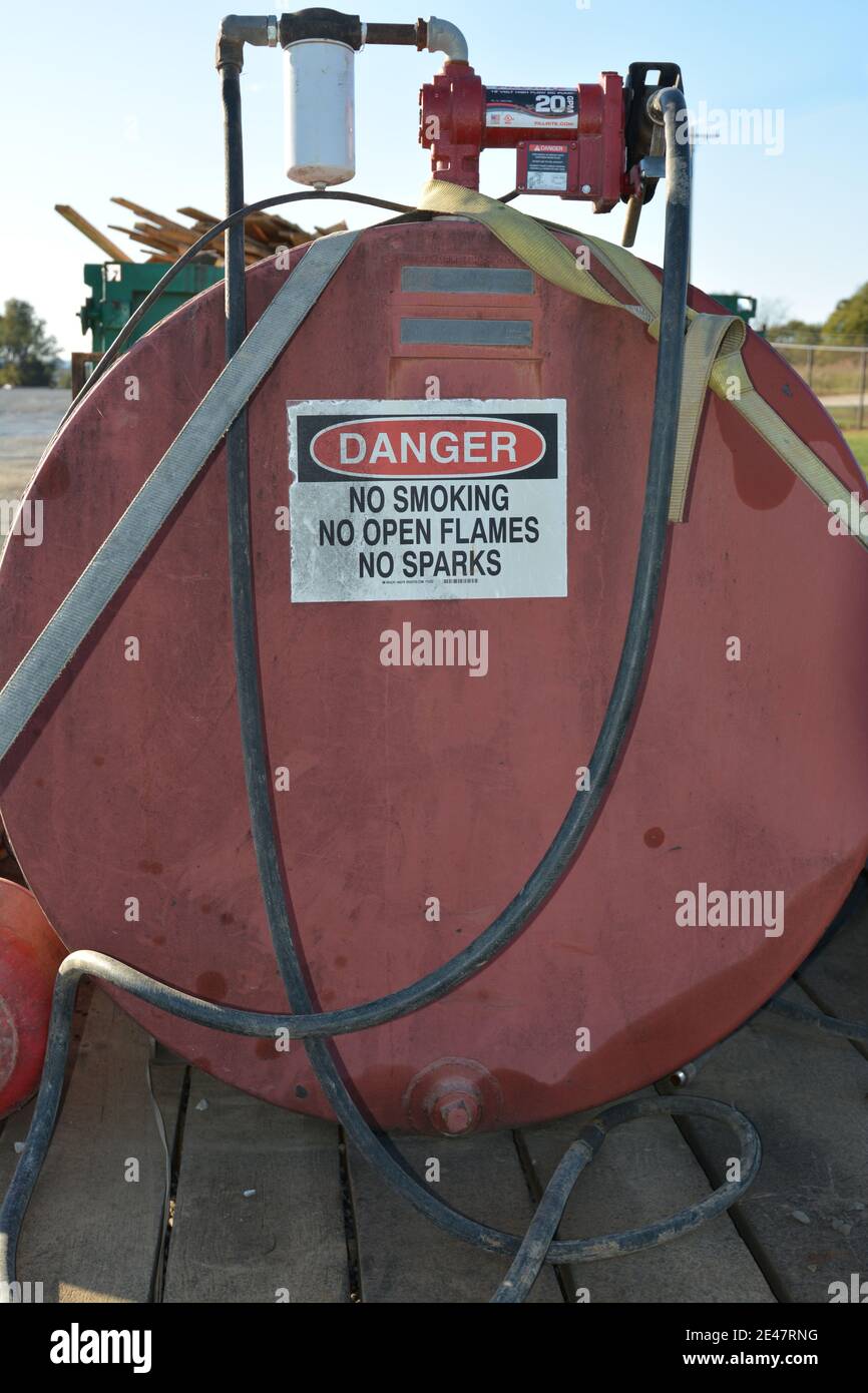 SHEPHERDSVILLE, UNITED STATES - Dec 28, 2020: Tank with safety Danger ...