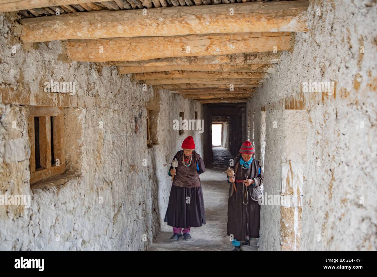 Lady monks praying at Monastery, Ladakh, India Stock Photo - Alamy