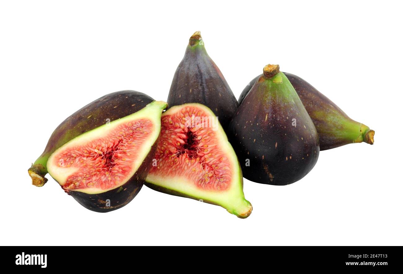 Group of fresh ripe fig fruits isolated on a white background Stock ...