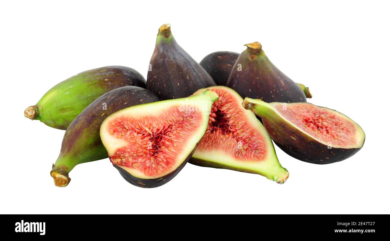 Group of fresh ripe fig fruits isolated on a white background Stock ...