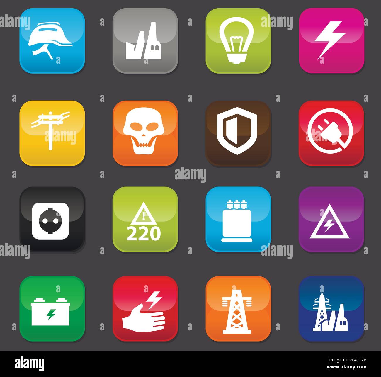 High voltage icons set Stock Vector Image & Art - Alamy