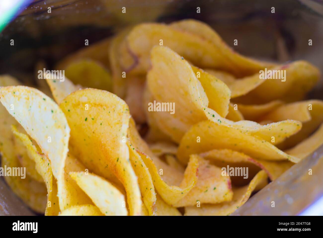 Potato chips is snack in bag ready to eat and fat food or junk food ...
