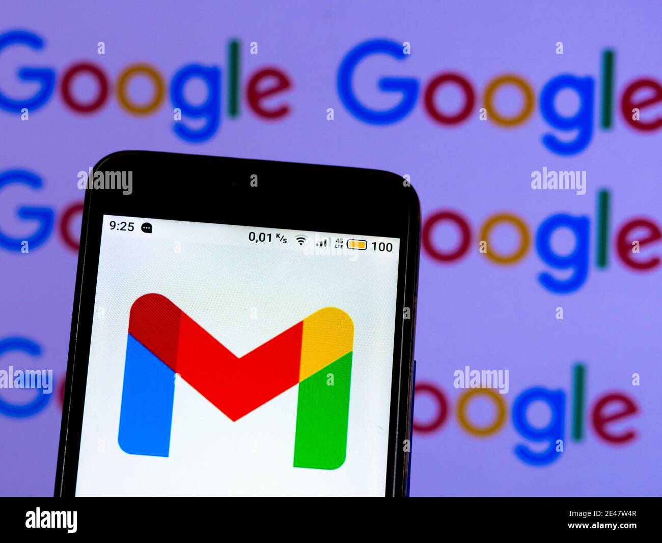 In this photo illustration Gmail logo seen displayed on smart phone ...