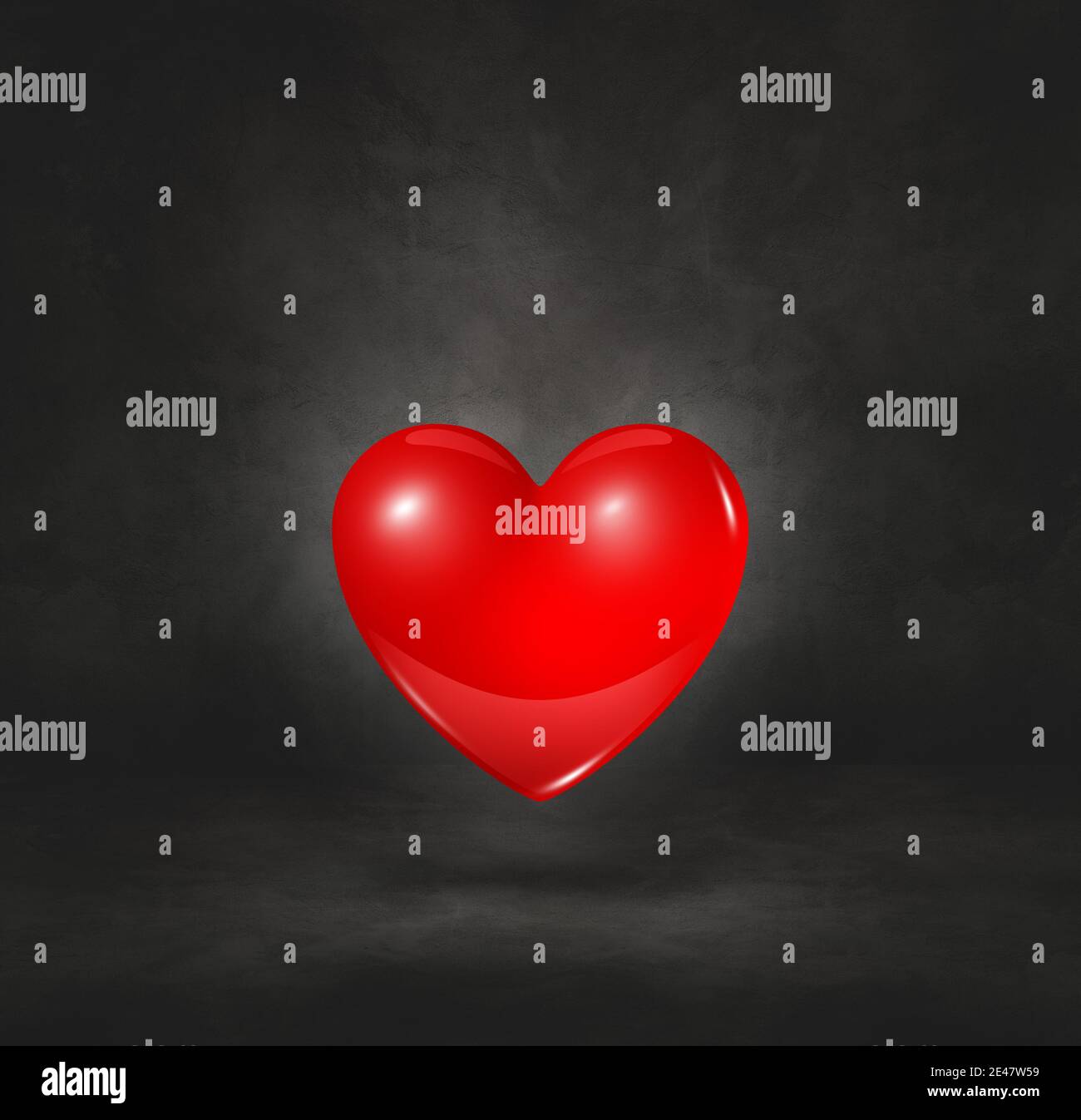 3D red heart isolated on a black studio background. 3D illustration ...