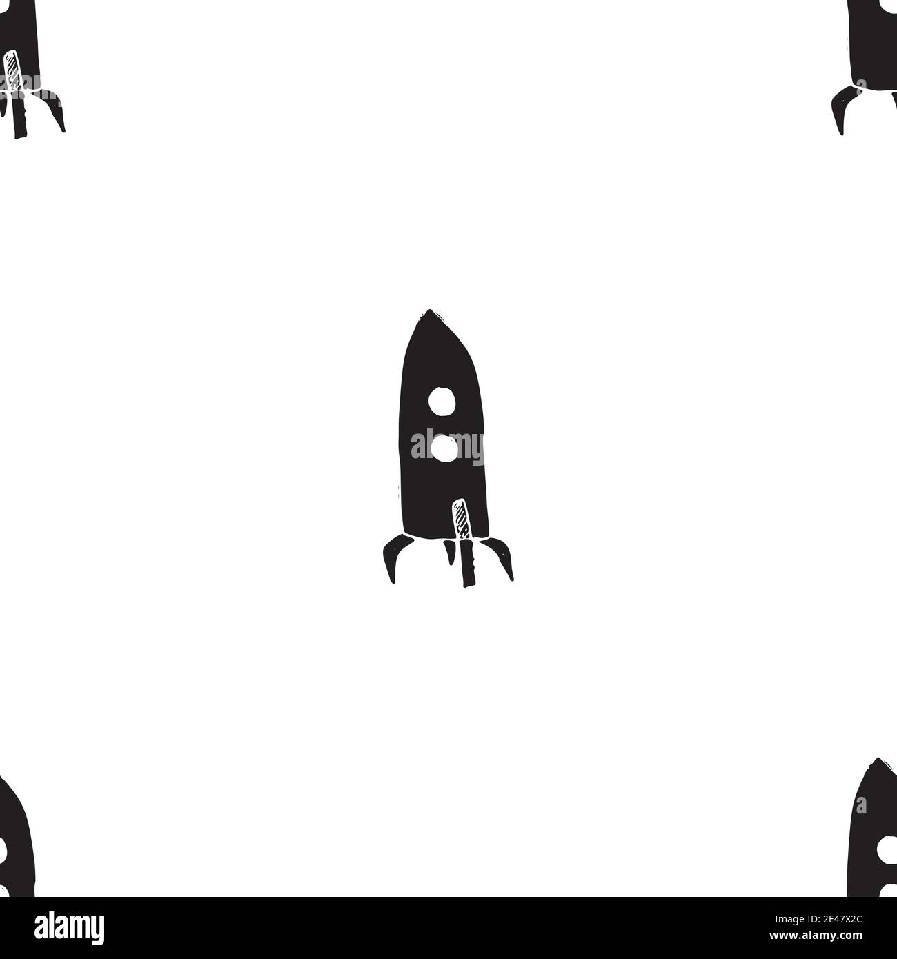 Rocket Seamless pattern. Cute Doodles space ships sketch. Hand drawn ...