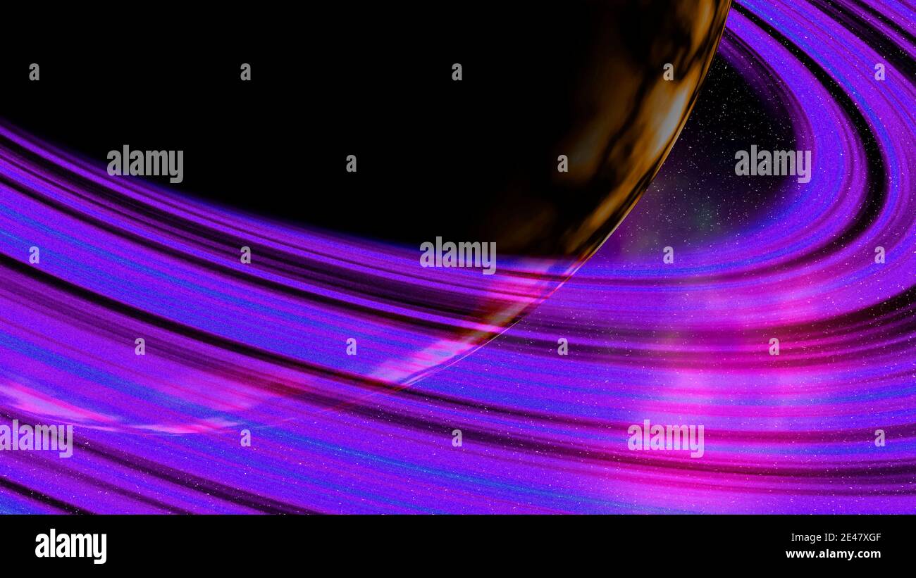 Yellow Saturn planet in deep space illustration. Abstract space ...