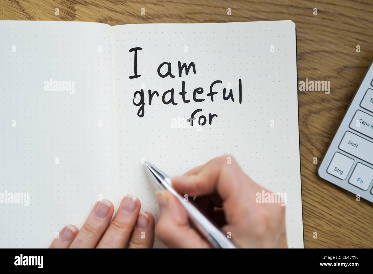 Gratitude Journal. Writing I Am Grateful Concept Stock Photo - Alamy