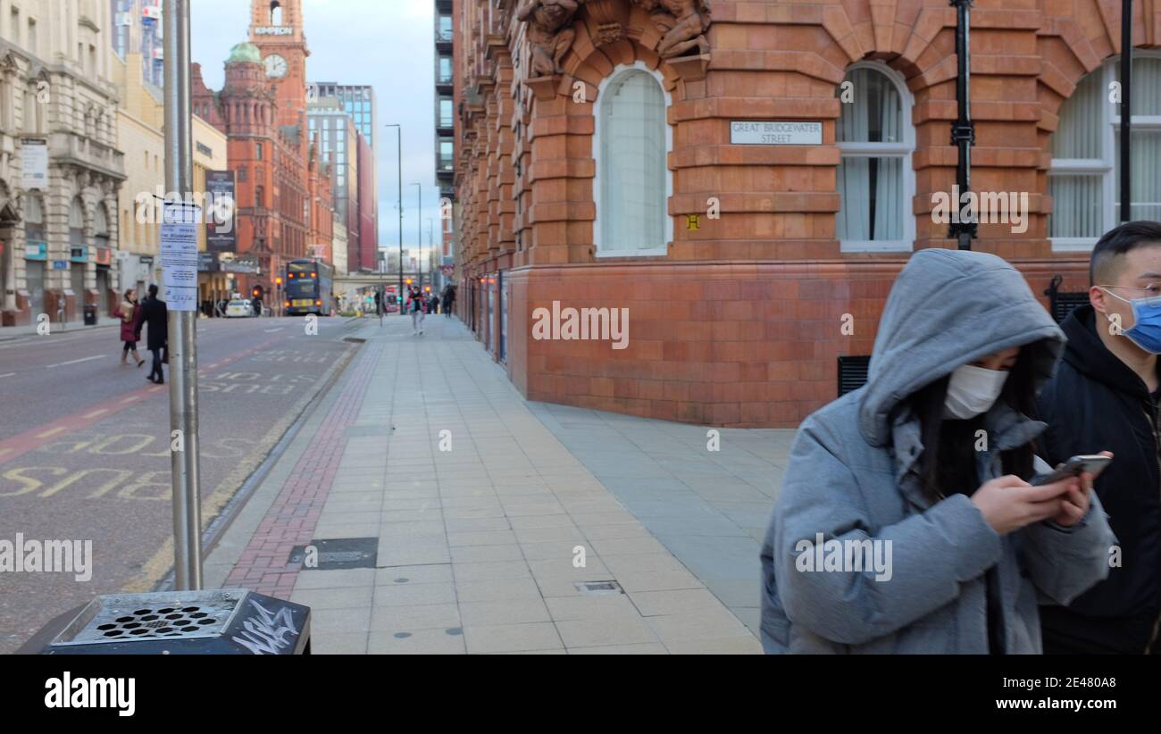 MANCHESTER, UNITED KINGDOM - Jan 01, 2021: Manchester Lockdown - People ...