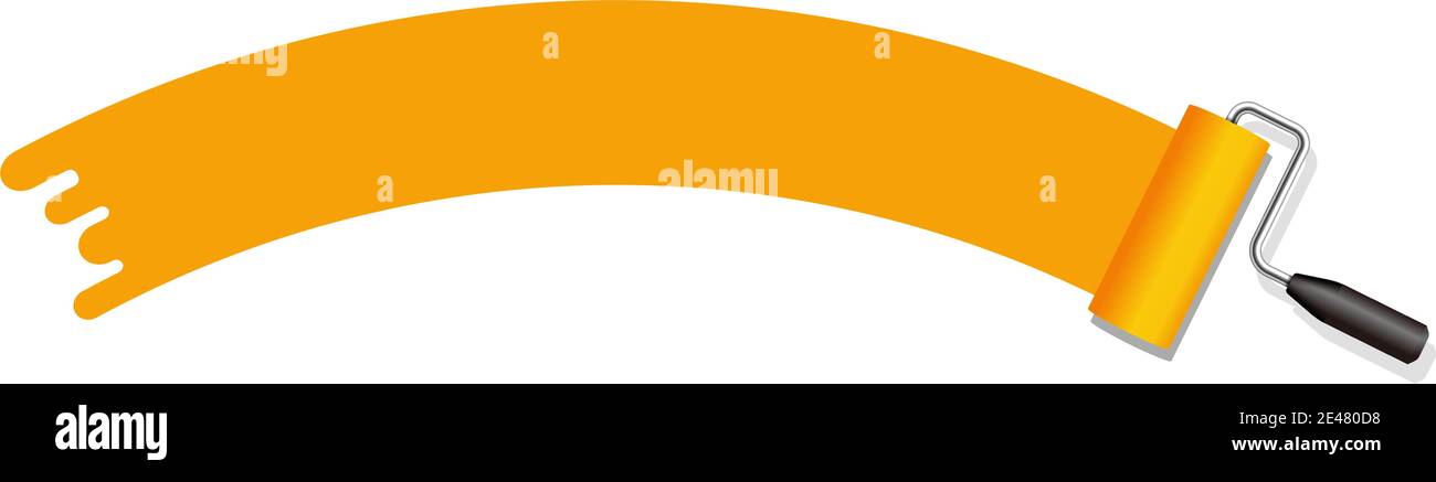 roller painter, paintbrush vector illustration. ( arch shape ) | orange ...