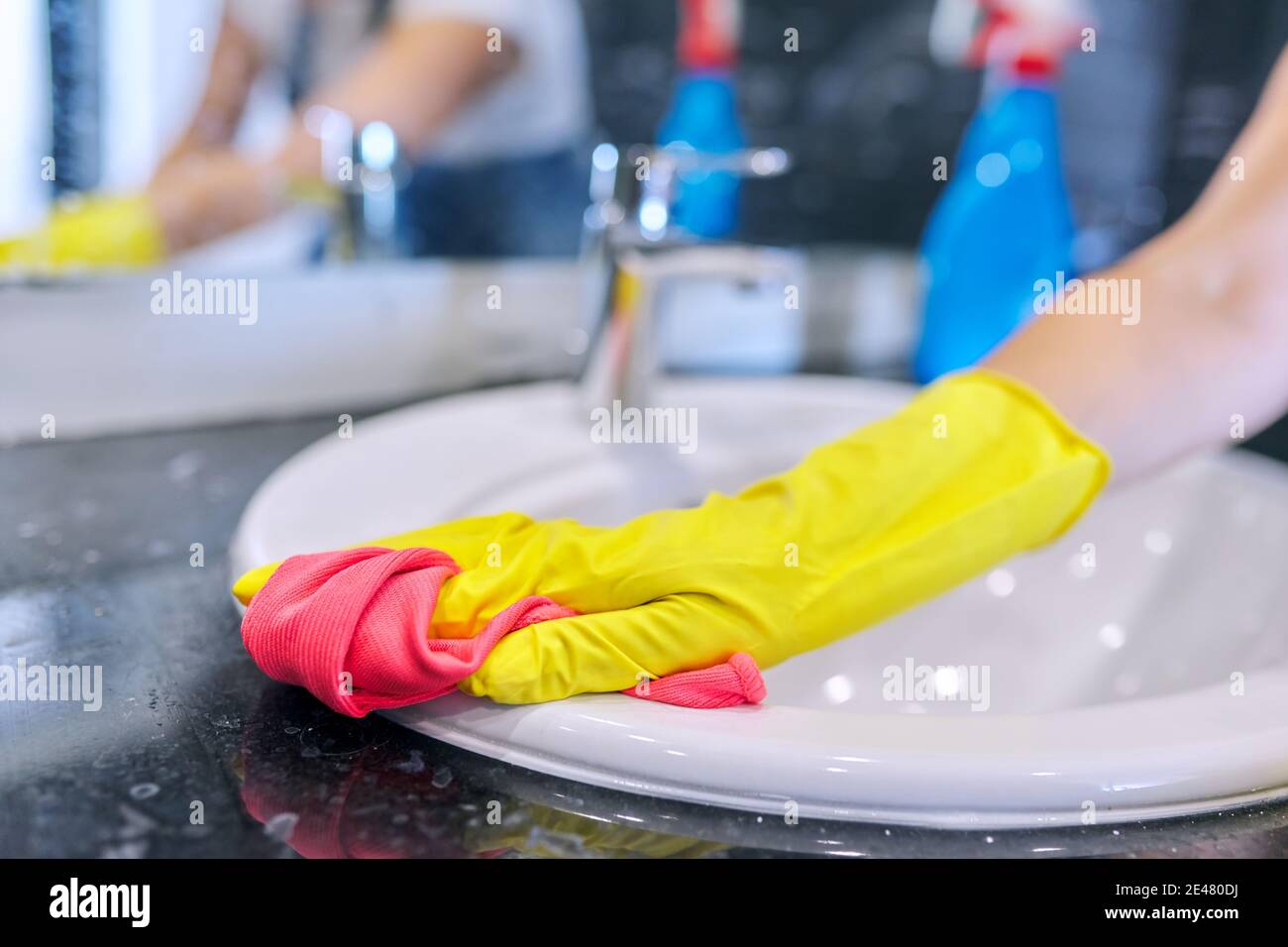 Hands in gloves wash sink hi-res stock photography and images - Alamy