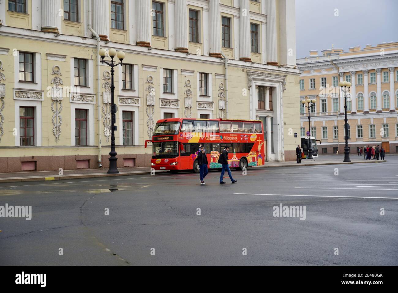 St. Petersburg, Russia - November, 2020 Sightseeing Tour Buses in Front ...