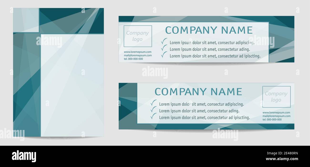 Layout set, book cover A4, banner, header, footer. Turquoise, teal ...