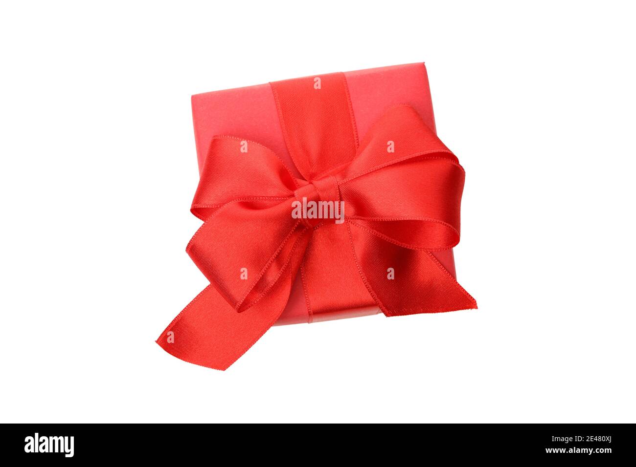 Gift box with red bow isolated on white background Stock Photo - Alamy