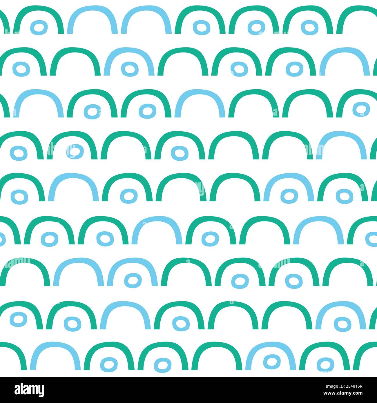 Abstract curve and spotted pattern design in blue and green, cute ...