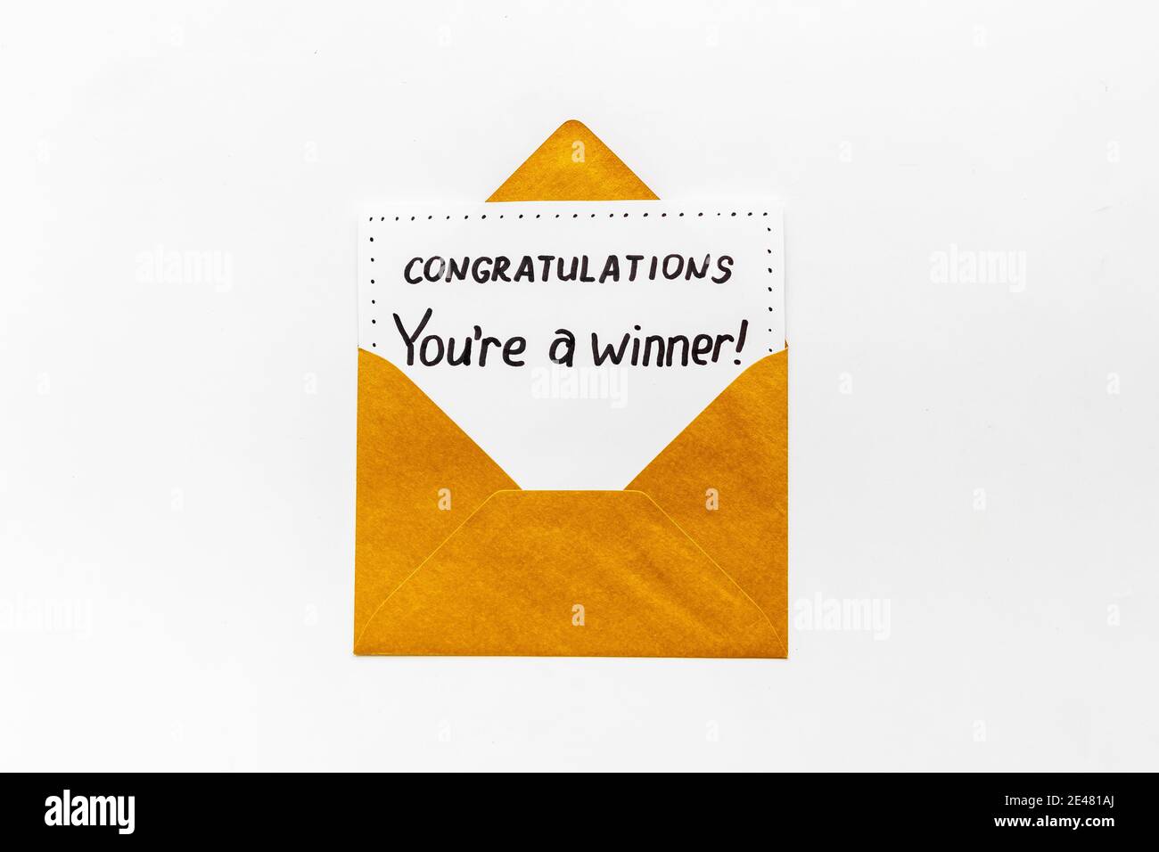Award letter You Re A Winner in golden yellow envelope. Congratulations ...